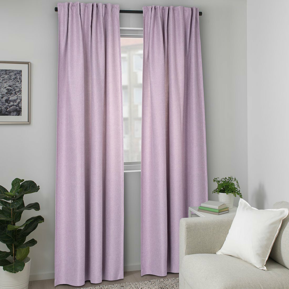 Шторы затемняющие икеа ингимунда "рогожка" 145х300 см, 2 шт, розовый