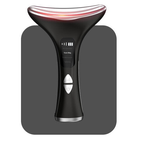 Электрический массажер микротоковый для лица и шеи с LED-терапией, черный