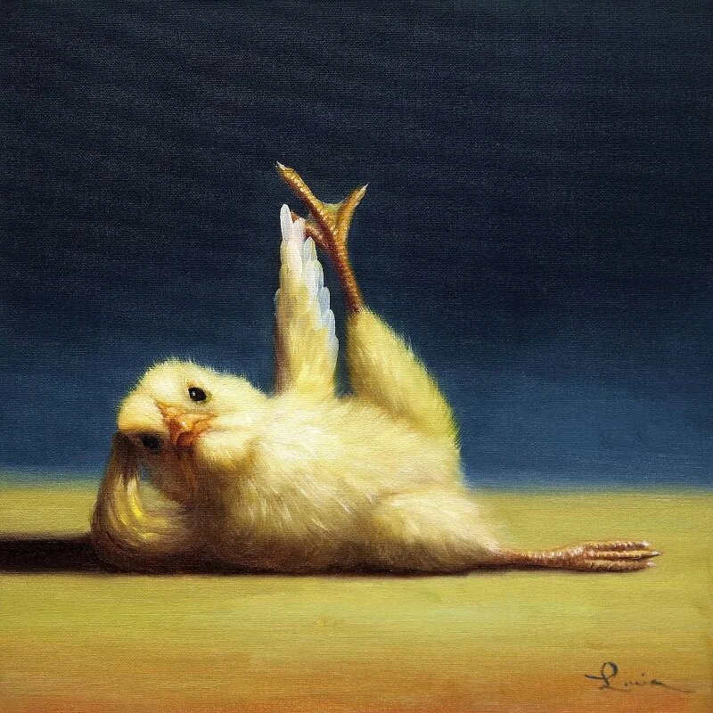 Абстрактный постер с изображением цыпленка на холсте, 21, 20x20cm Unframed