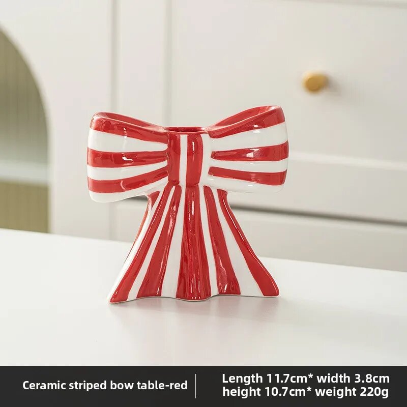Керамический подсвечник с бантом Красный, КрасныйКерамический подсвечник с бантом Красный, Красный