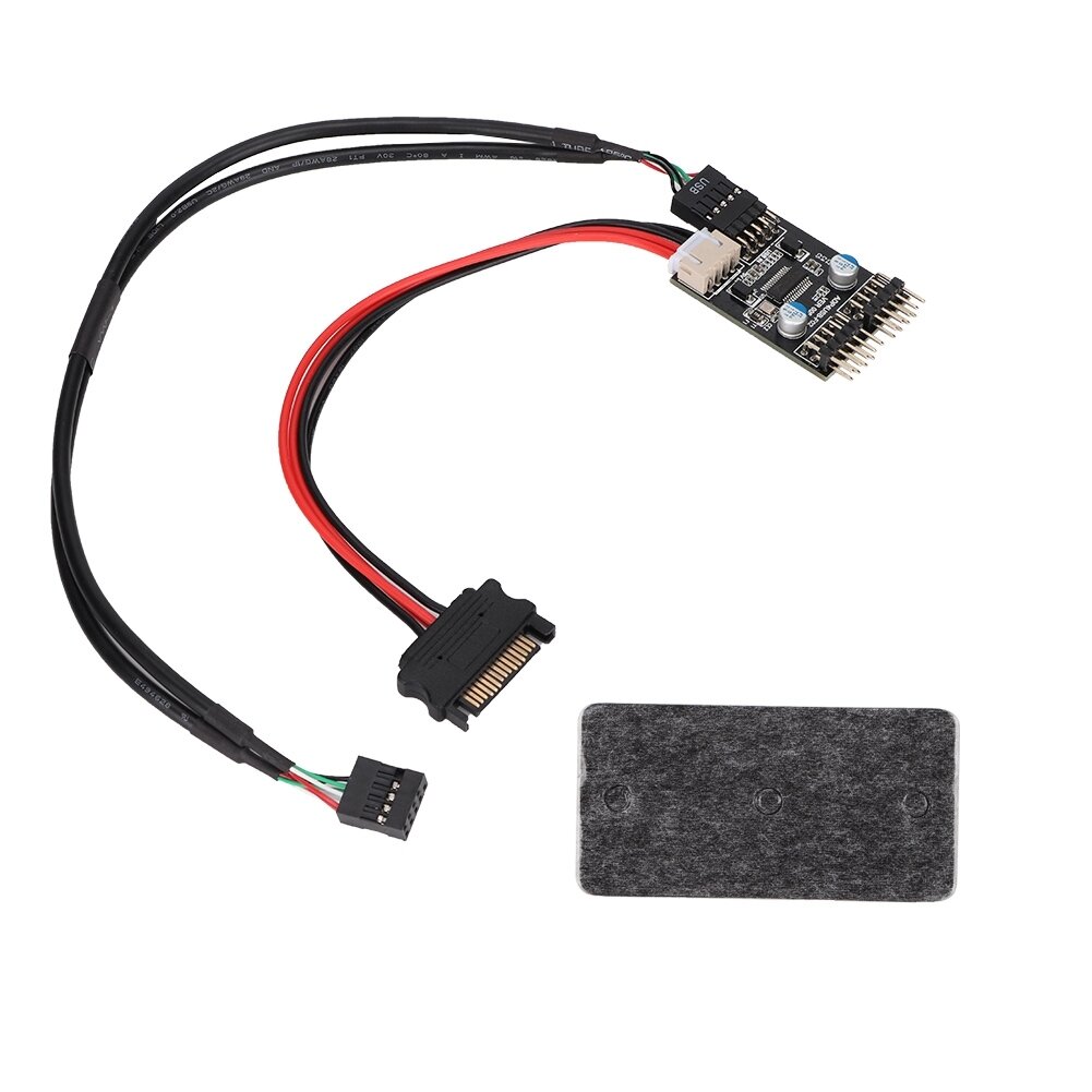 Разветвитель 9-pin USB 2.0 на два порта, питание SATA