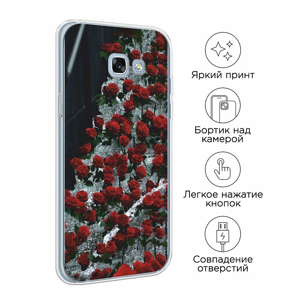 Чехол на Samsung Galaxy A5 2017 / Самсунг Галакси А5 2017 с принтом Цветущие алые розы — фото 1