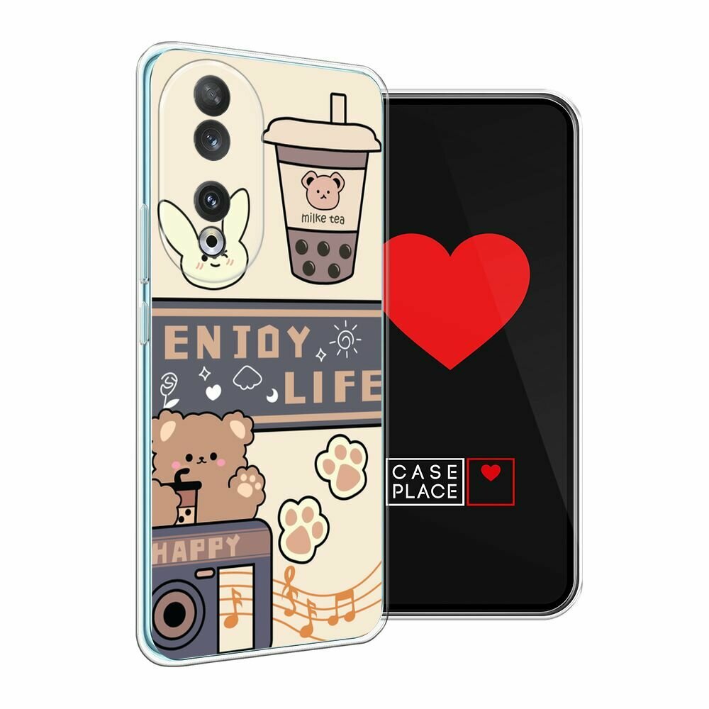 Силиконовый чехол на Honor 90 / Хонор 90 с принтом "Enjoy life 1" — фото 1