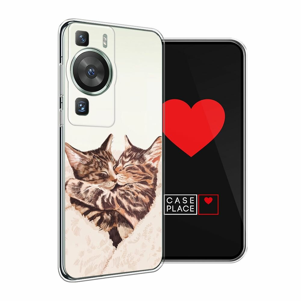 Чехол на Huawei P60/P60 Pro / Хуавей P60/P60 Про с принтом "Влюбленные котейки - 14 февраля" — фото 1