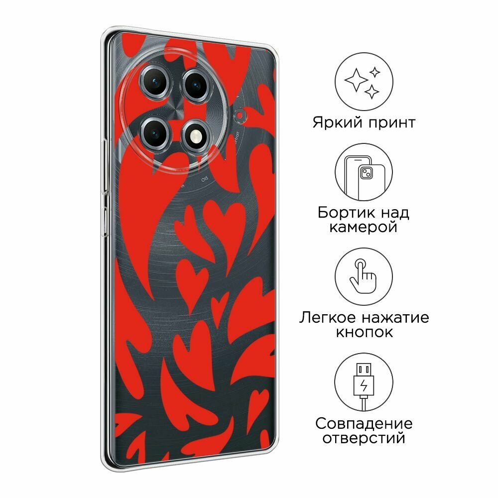Чехол на Tecno Camon 30S Pro / Текно Камон 30S Про с принтом "Crazy hearts 2 - 14 февраля", прозрачный — фото 1