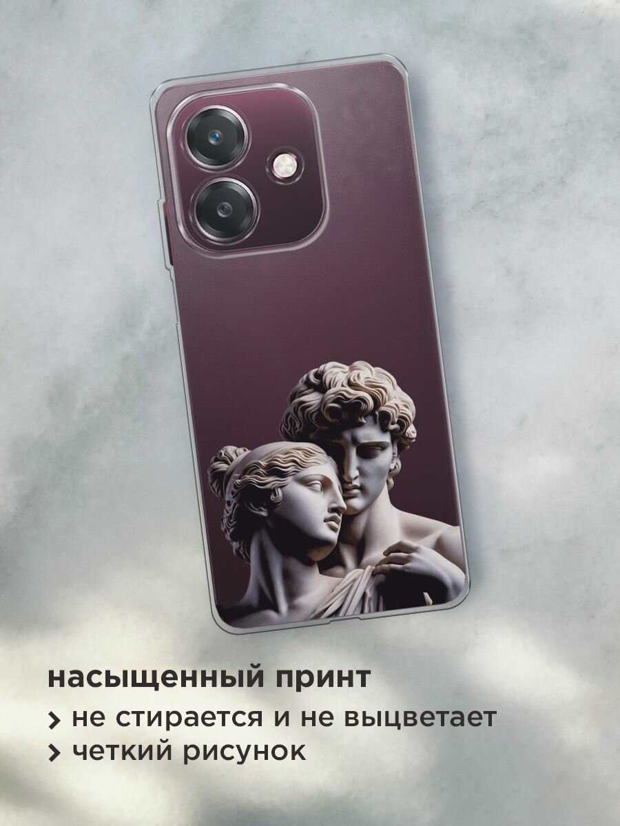 Чехол на Oppo A3/A3x / Оппо А3/A3x с принтом "Нежные скульптуры - 14 февраля", прозрачный — фото 1