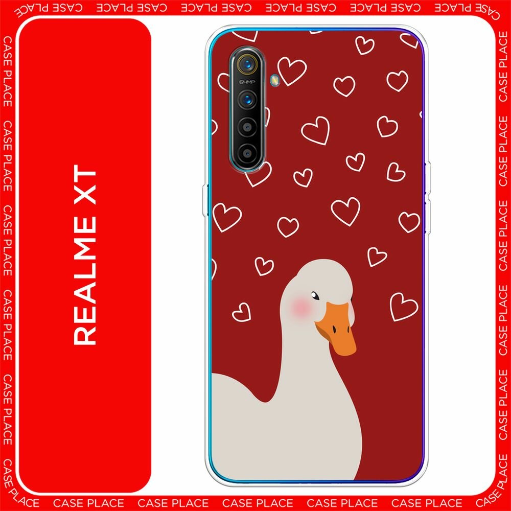 Чехол на Realme XT / Реалми XT с принтом "Влюблённый гусь 1 - 14 февраля"