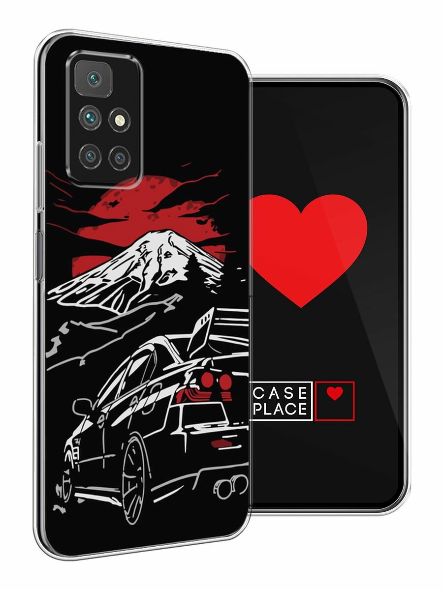 Чехол на Xiaomi Redmi 10 / Сяоми Редми 10 с принтом "Машина в горах JDM" — фото 1