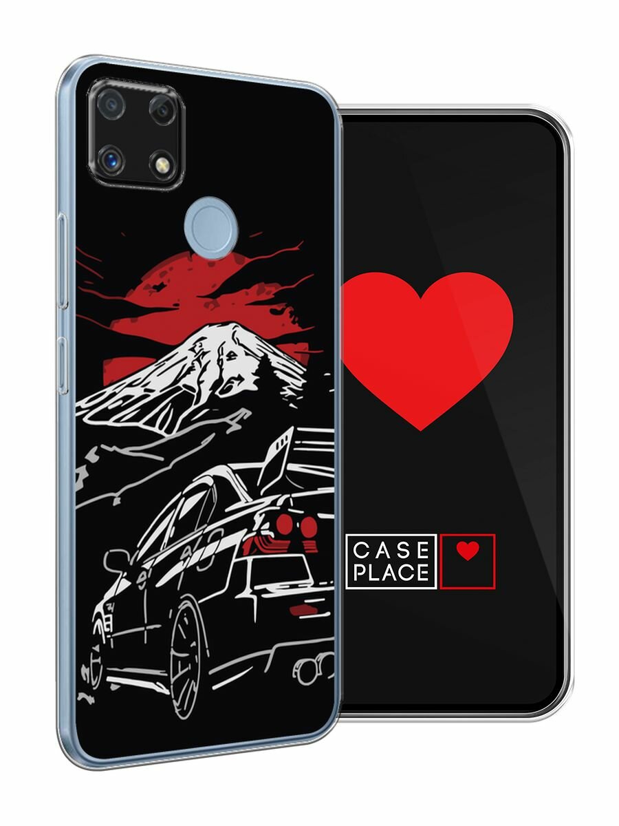 Чехол на Realme C25/C25s / Реалми С25/C25s с принтом "Машина в горах JDM" — фото 1