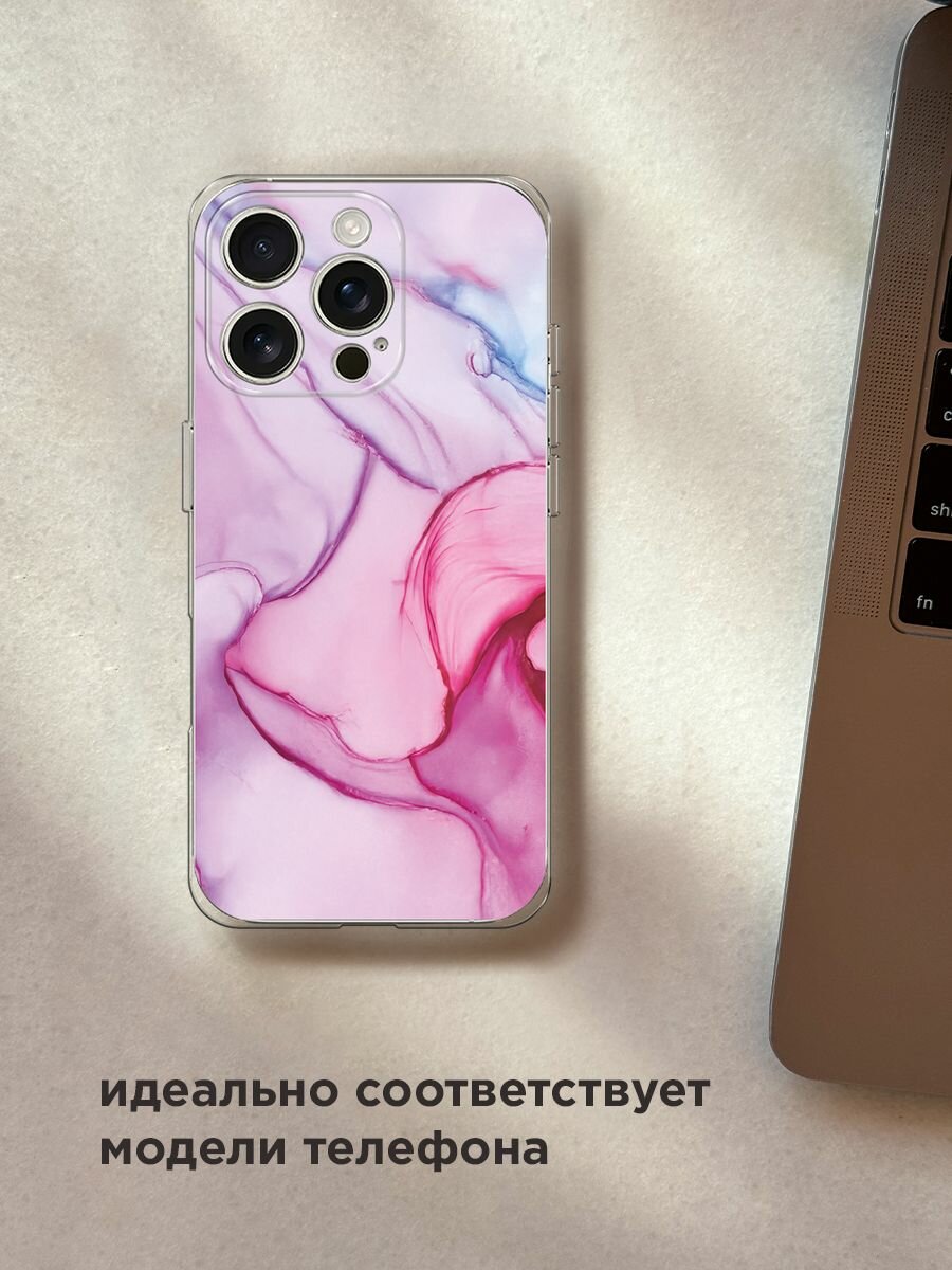 Чехол на Apple iPhone 16 Pro / Айфон 16 Про с принтом "Розовые мраморные разводы" — фото 1