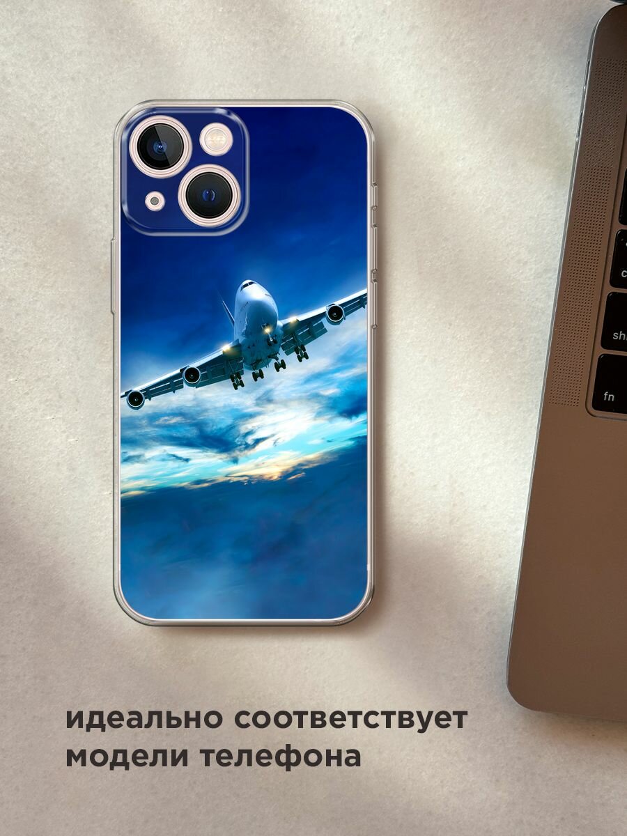 Чехол на Apple iPhone 13 mini / Айфон 13 мини с принтом "Самолет в небе" — фото 1