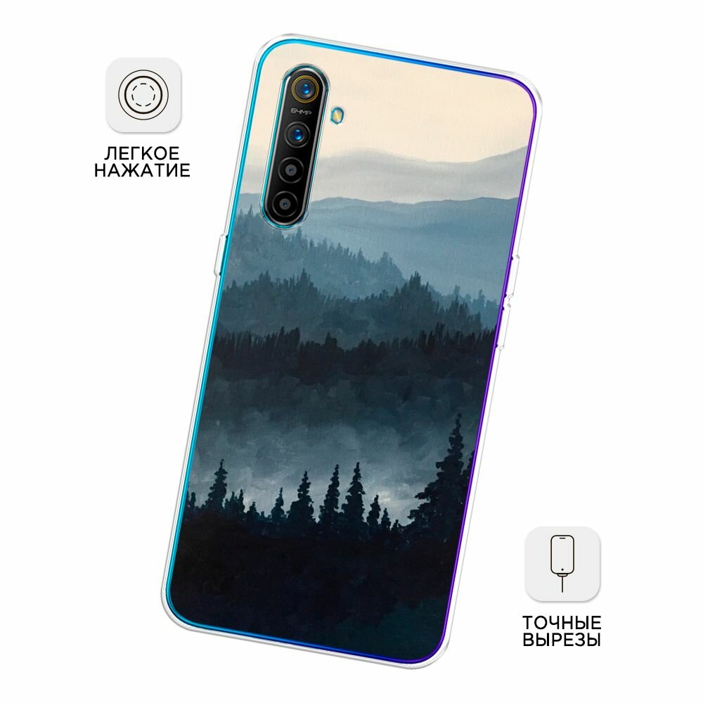 Силиконовый чехол на Realme XT / Реалми XT с принтом "Туманные горы" — фото 1