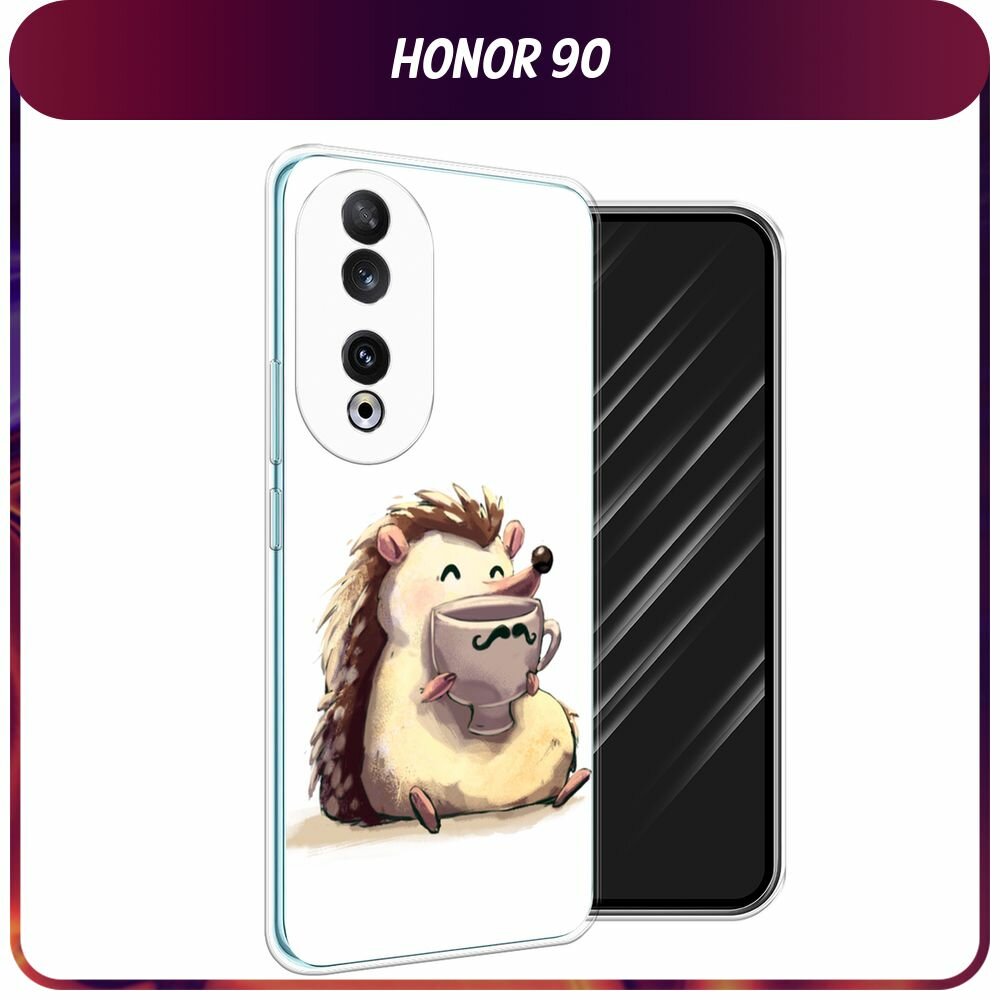 Силиконовый чехол на Honor 90 / Хонор 90 с принтом "Еж кофеман"