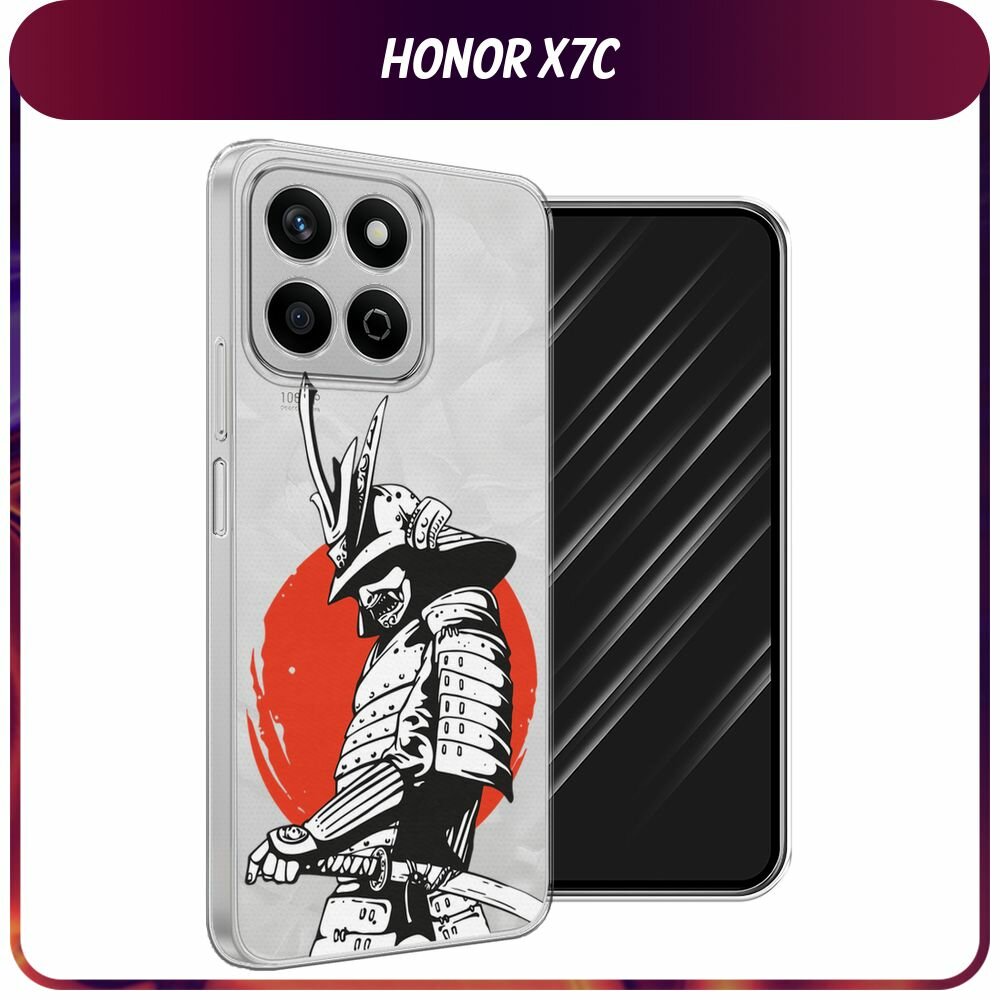 Чехол на Honor X7c / Хонор X7c с принтом "Самурай с катаной", прозрачный