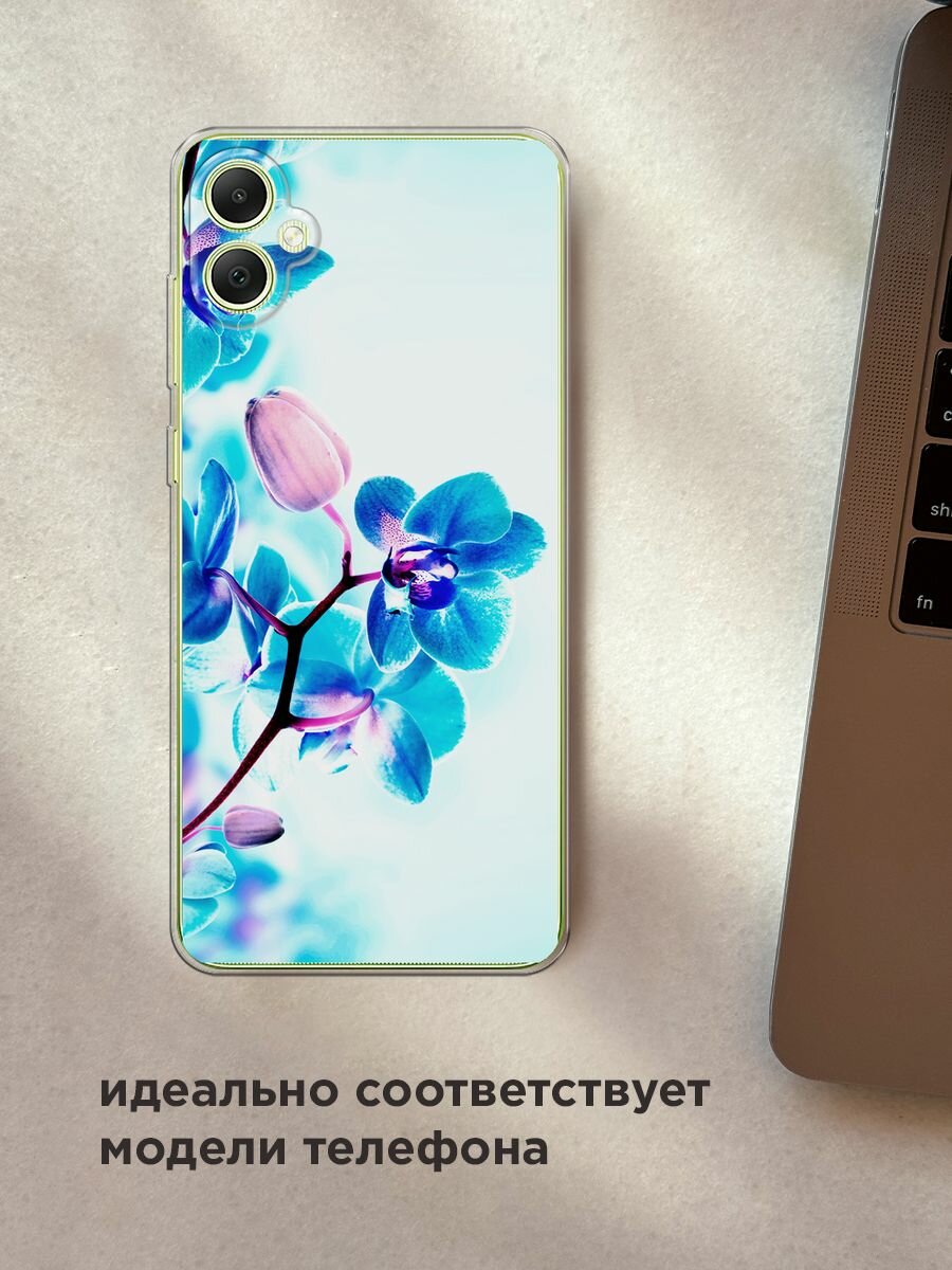 Чехол на Samsung Galaxy A05 / Самсунг Галакси A05 с принтом "Голубая орхидея" — фото 1