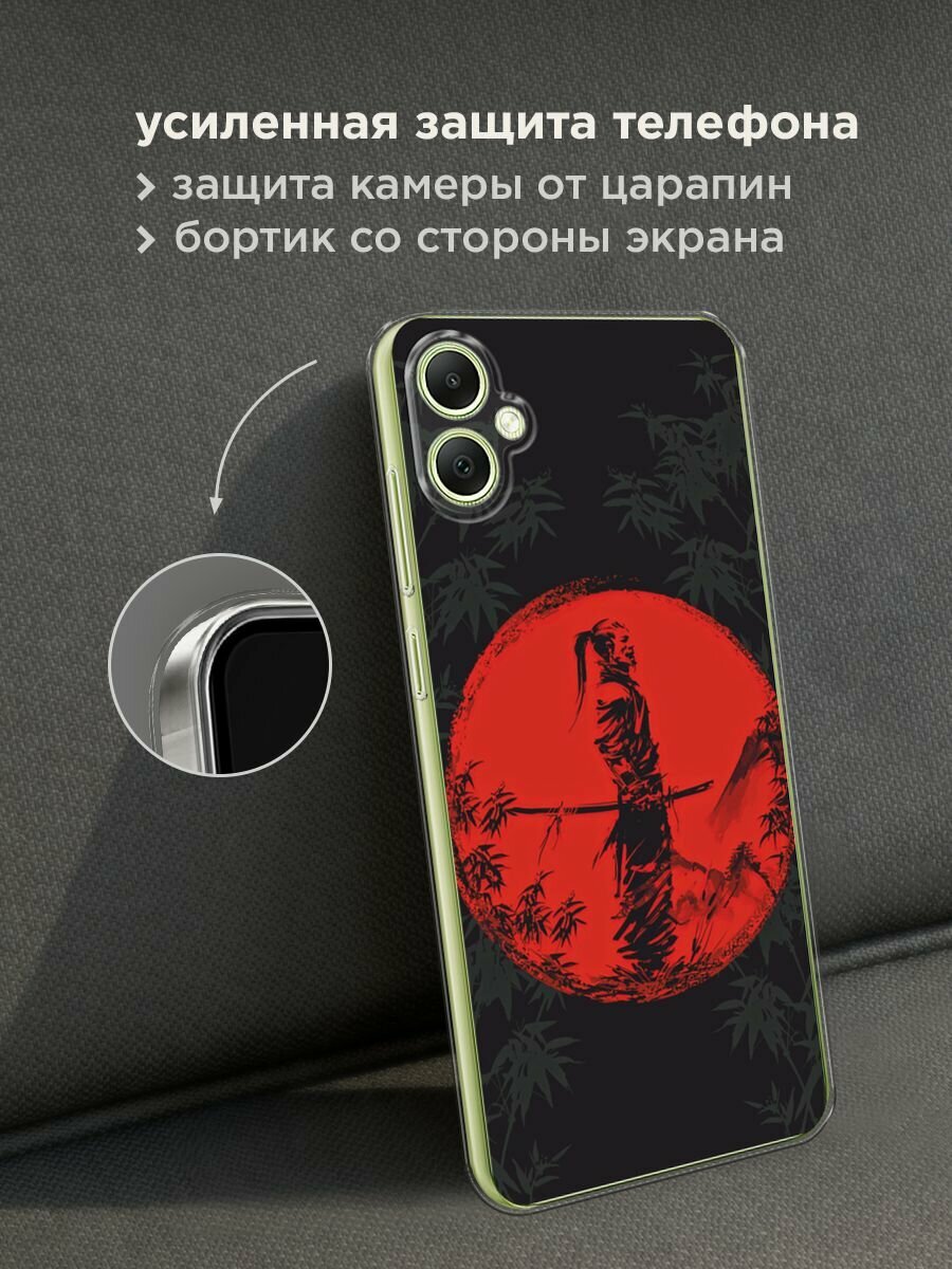 Чехол на Samsung Galaxy A05 / Самсунг Галакси A05 с принтом "Самурай на красном фоне" — фото 1