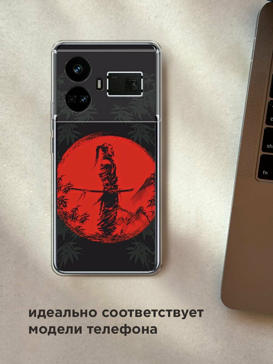 Чехол на Realme GT5 / Реалми GT5 с принтом "Самурай на красном фоне" — фото 1