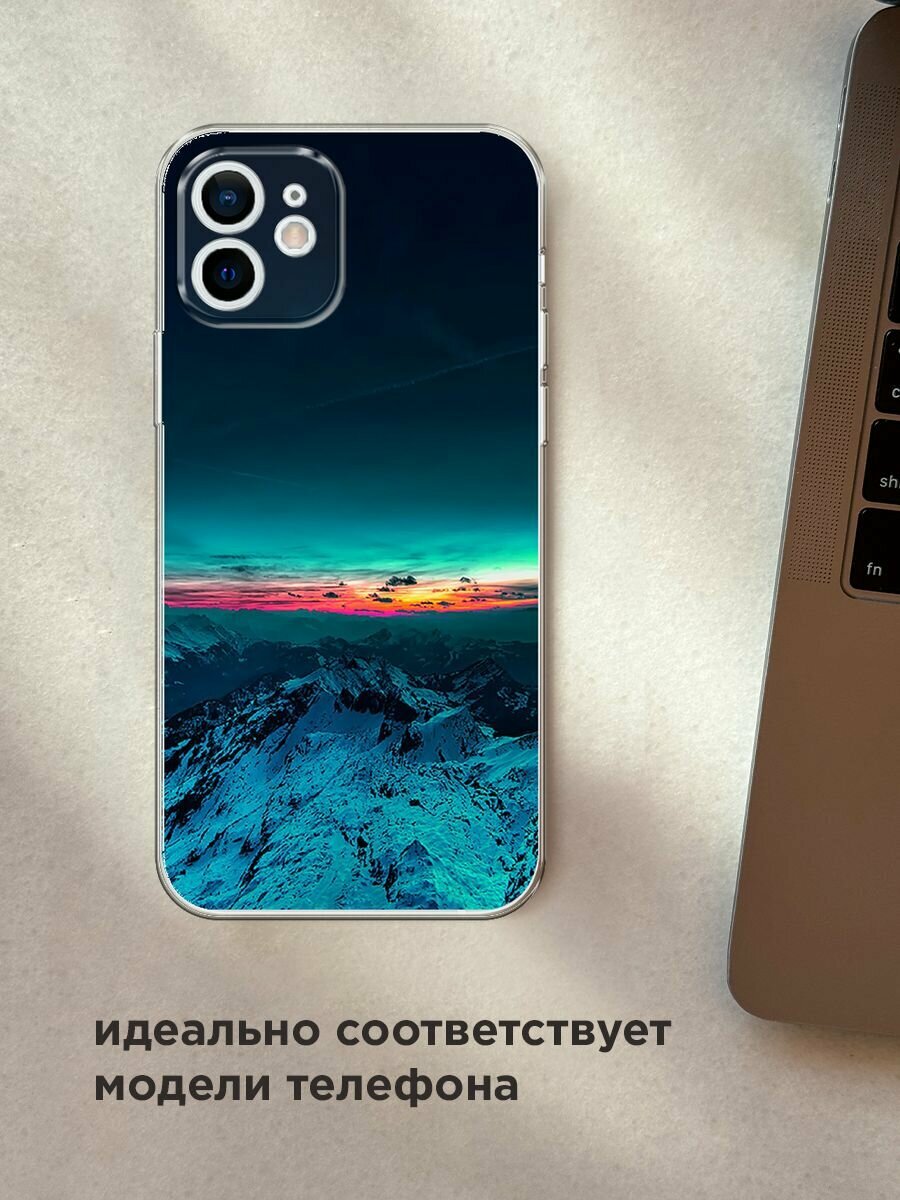 Чехол на Apple iPhone 12 mini / Айфон 12 Мини с принтом "Закат в горах" — фото 1