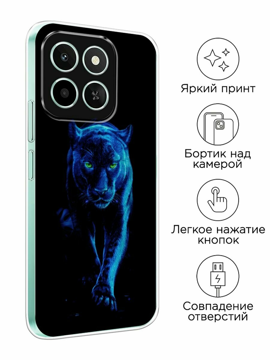 Чехол на Honor X6c / Хонор X6c с принтом "Пантера в лунном свете" — фото 1