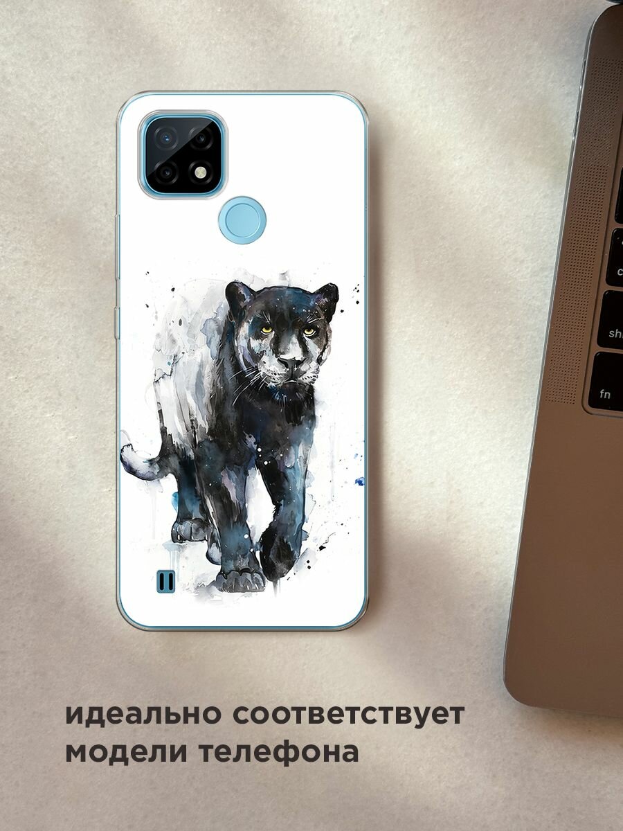 Силиконовый чехол на Realme C21 / Реалми С21 с принтом "Пантера арт 3" — фото 1