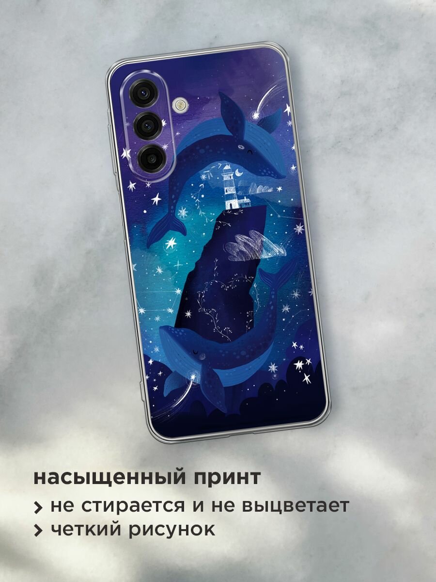 Чехол на Samsung Galaxy A17 / Самсунг А17 с принтом "Ночные киты" — фото 1