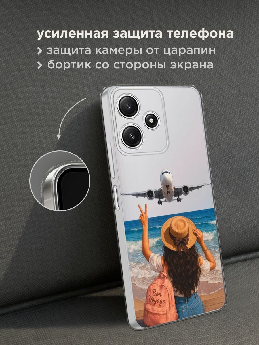 Чехол на Xiaomi Redmi 12 5G / Сяоми Редми 12 5G с принтом "Bon Voyage", прозрачный — фото 1