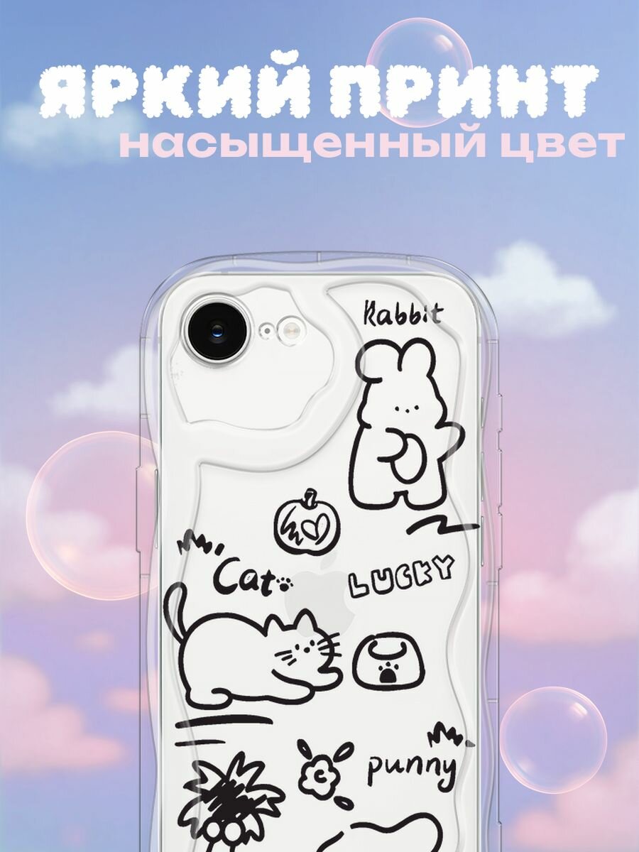 Чехол на iPhone 16e / Айфон 16е/17e с принтом "Lucky animals", прозрачный — фото 1