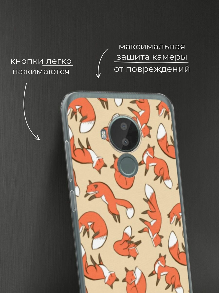 Силиконовый чехол на Nokia C30 / Нокия C30 с принтом "Лисички фон" — фото 1