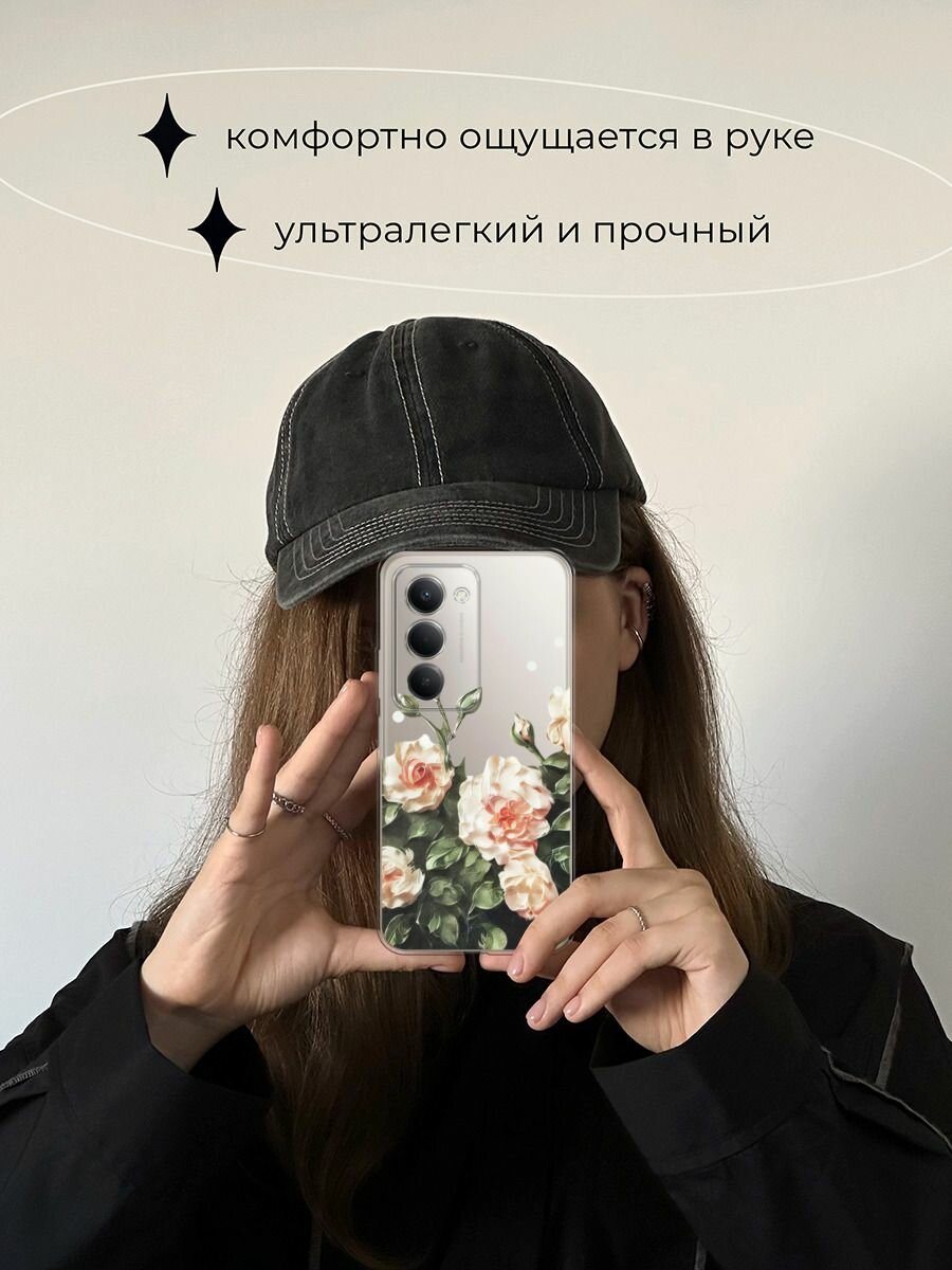 Чехол на Xiaomi Redmi 15 / Сяоми Редми 15 с принтом "Цветочная картина 2", прозрачный — фото 1