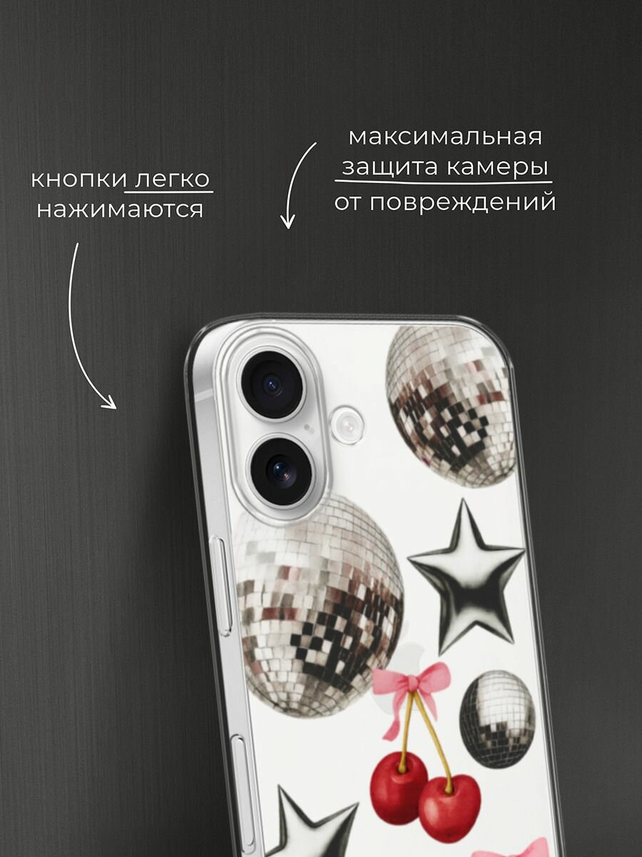 Чехол на Apple iPhone 17 / Айфон 17 с принтом "Стильная подборка", прозрачный — фото 1