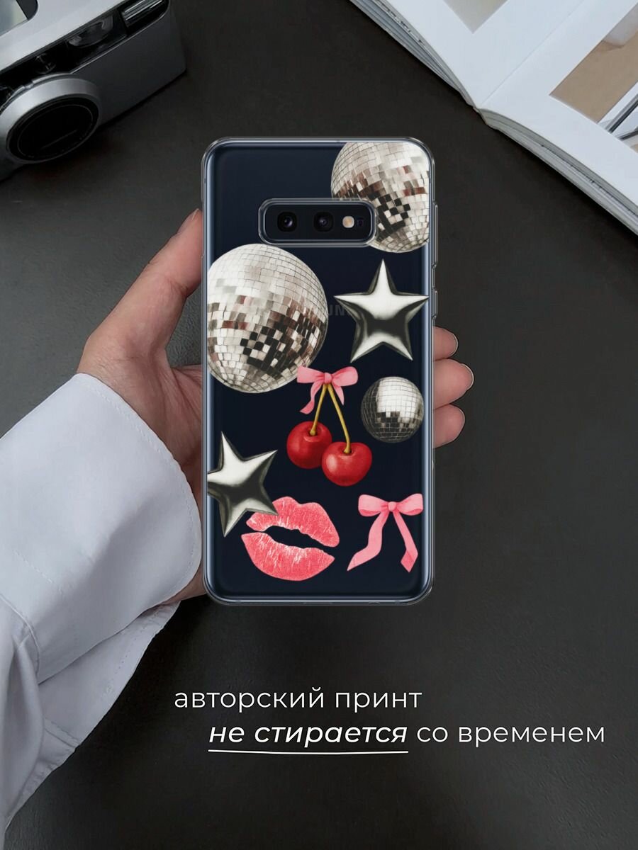 Чехол на Samsung Galaxy S10E / Самсунг Галакси S10E с принтом "Стильная подборка", прозрачный — фото 1