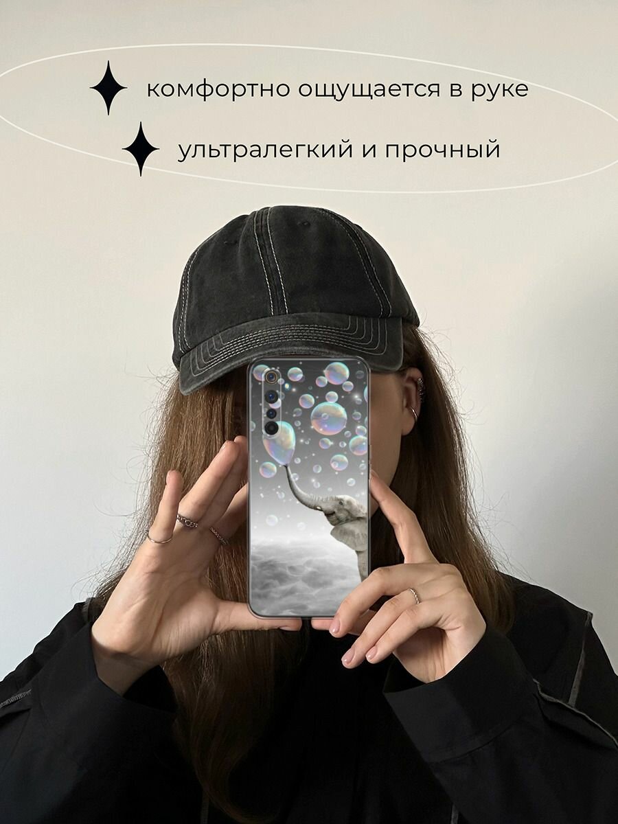 Чехол на Realme 6 Pro / Реалми 6 Про с принтом "Слон и мыльные пузыри" — фото 1