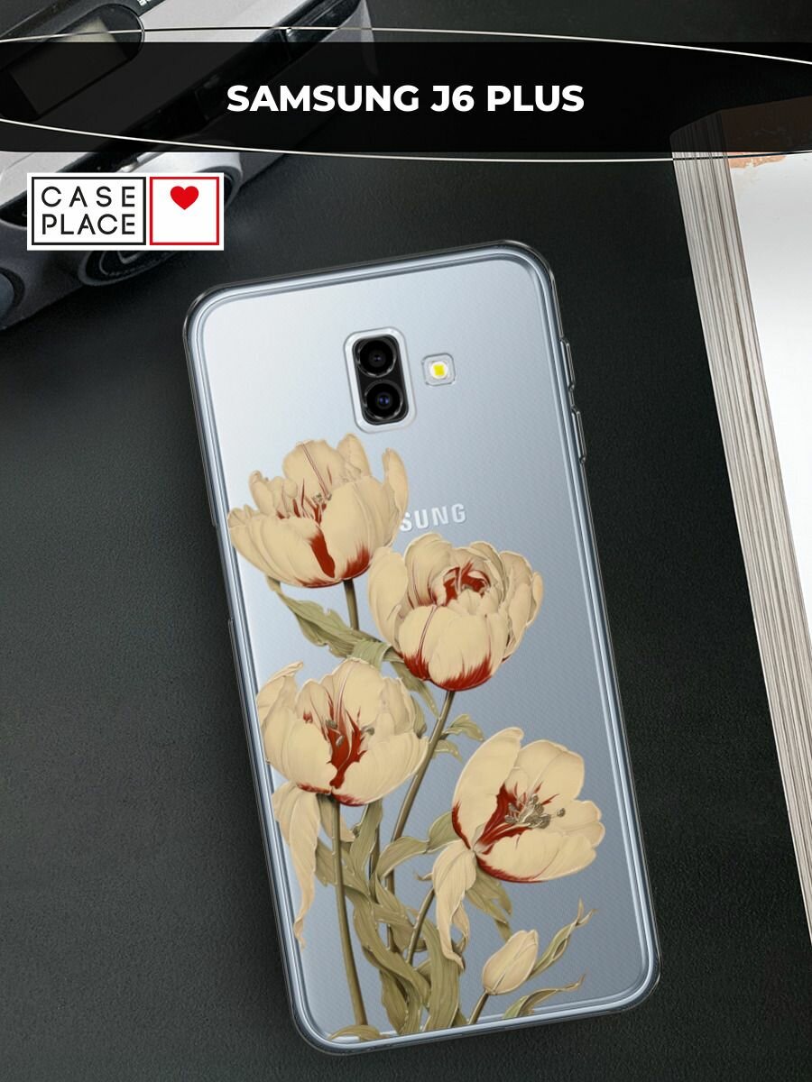 Чехол на Samsung Galaxy J6 + / Самсунг Галакси J6 Плюс 2018 с принтом "Бежевые бутоны"