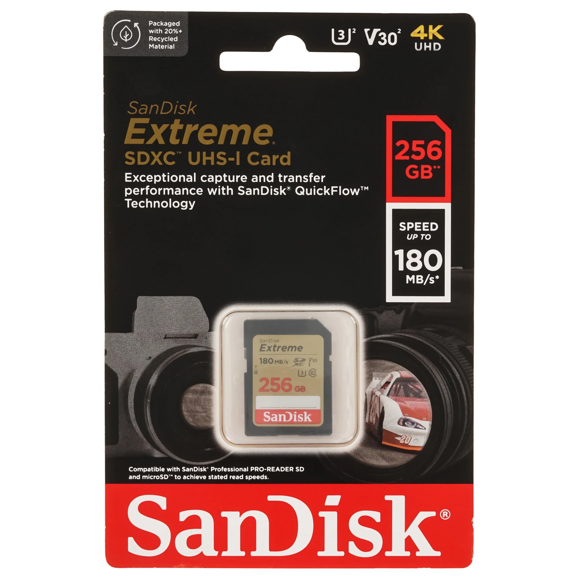 Карта памяти SanDisk SDSDXVV, 256ГБ, Class10, microSD, черный