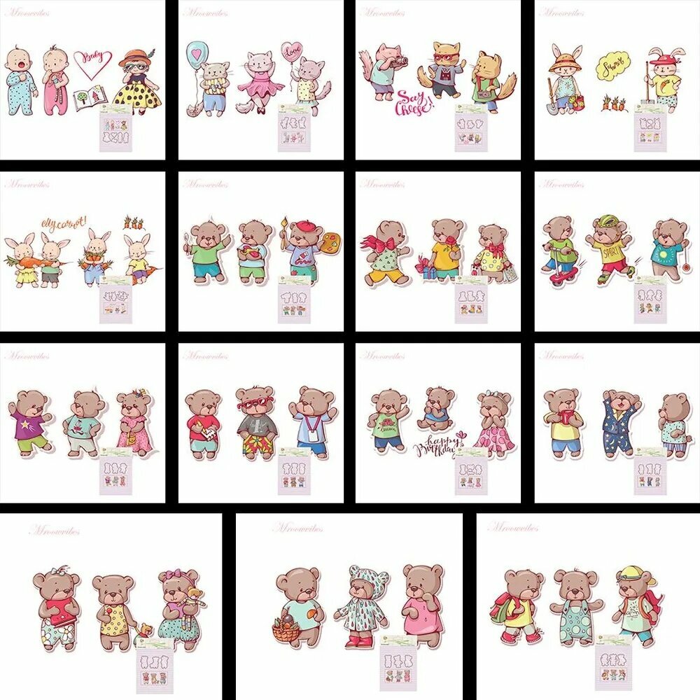 Металлические трафареты и силиконовый штамп "Медведь"