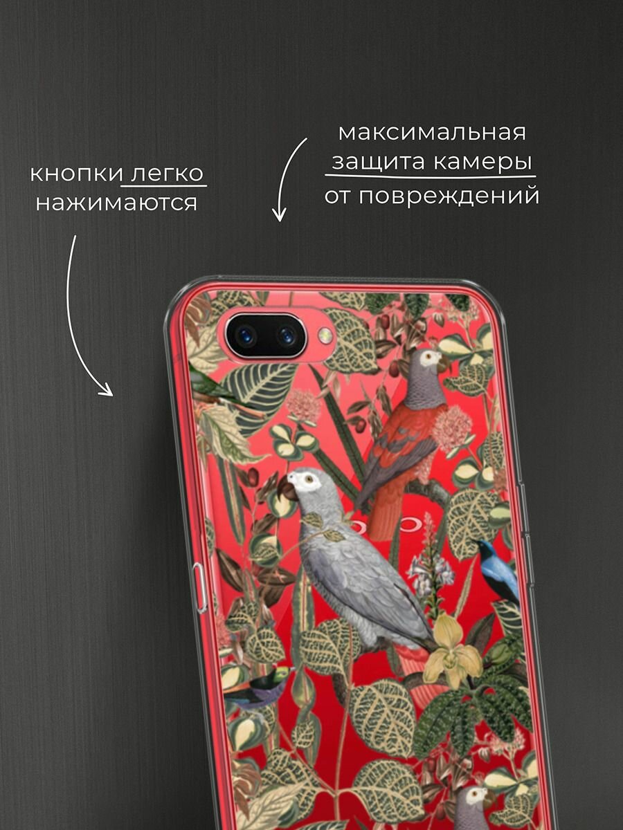 Чехол на Oppo A3s / Oppo A3s с принтом "Tropical pattern", прозрачный — фото 1
