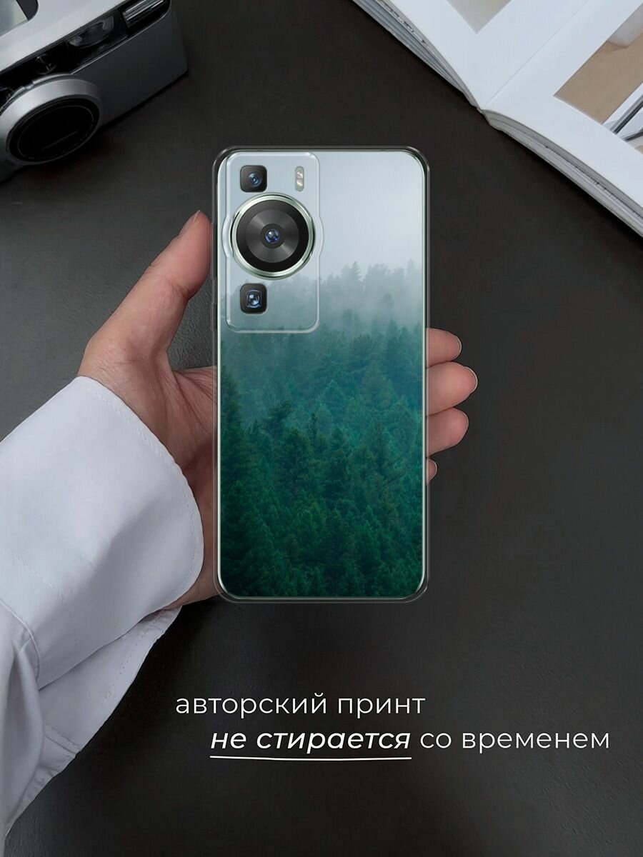 Чехол на Huawei P60/P60 Pro / Хуавей P60/P60 Про с принтом "Лес в облаках" — фото 1