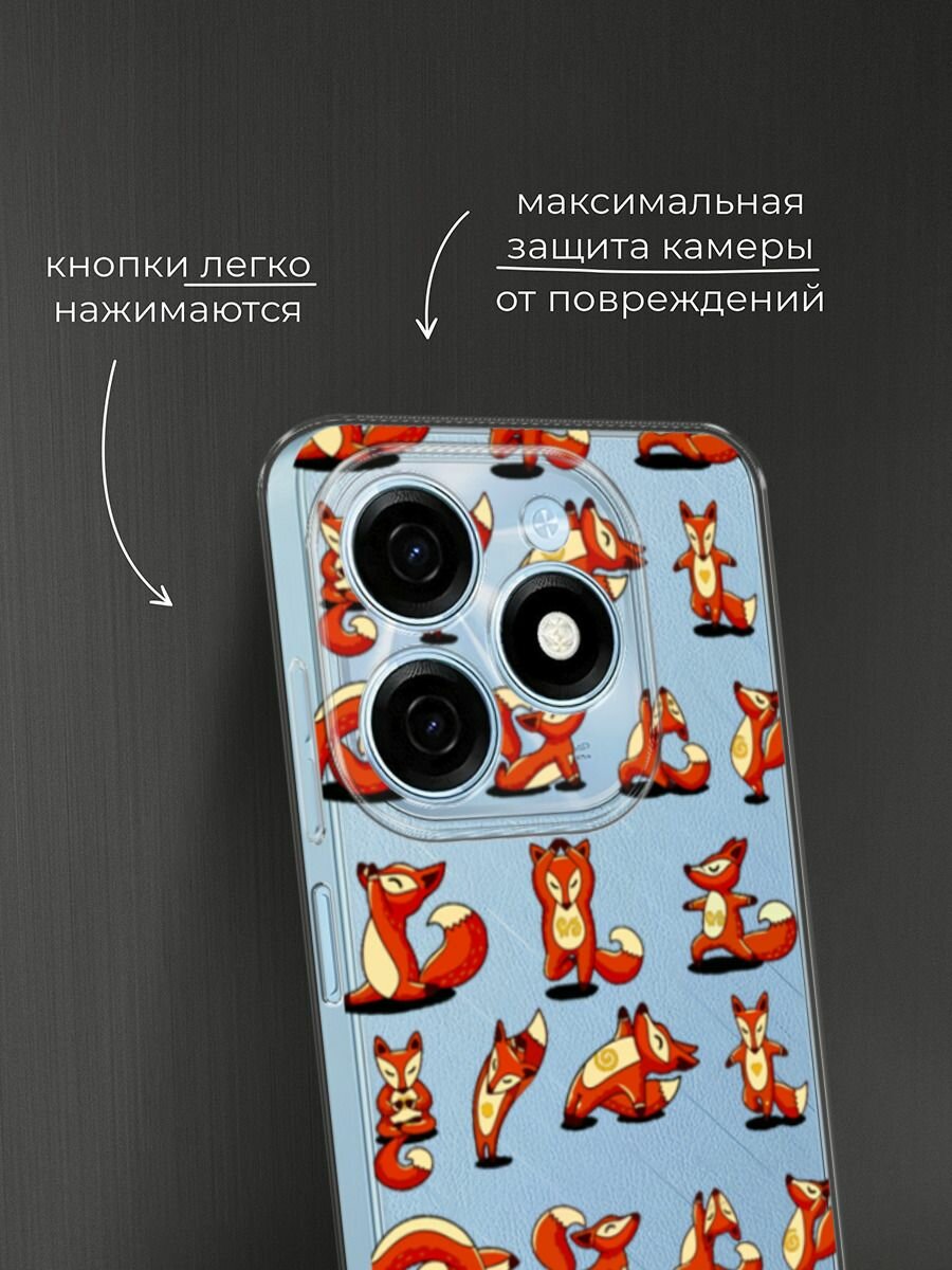 Чехол на Tecno Spark 20 / Текно Спарк 20 с принтом "Йога для лисы", прозрачный — фото 1