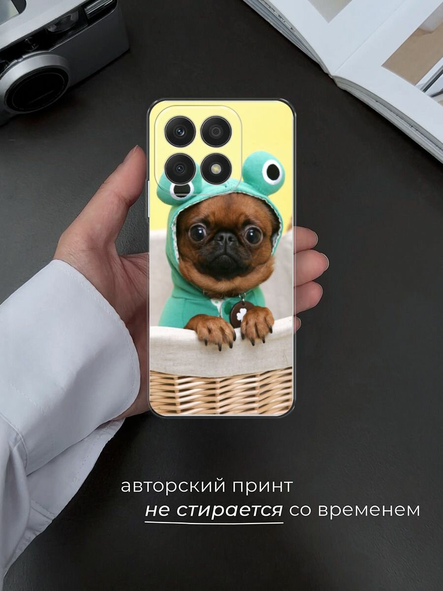 Чехол на Honor X8A / Хонор X8A с принтом "Собачка в шапке лягушки" — фото 1