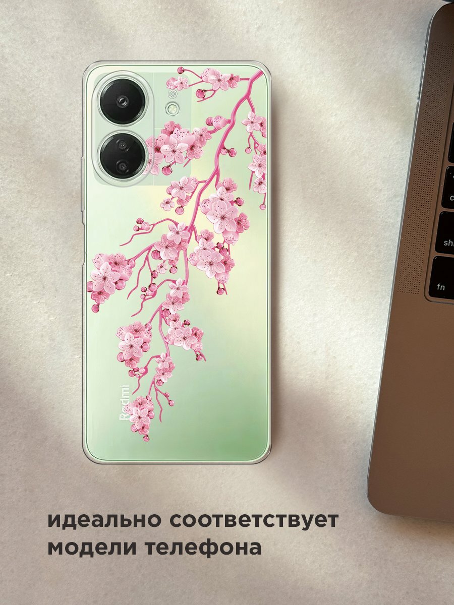 Чехол на Xiaomi Redmi 13C/Poco C65 / Сяоми Редми 13C/Поко С65 с принтом "Ветка сакуры 2" — фото 1