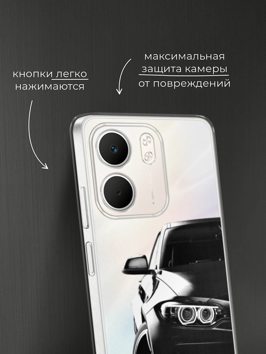 Чехол на Oppo A5x / Оппо А5x с принтом "Крутая черная машина", прозрачный — фото 1