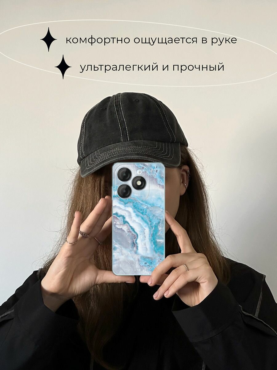 Чехол на Itel P55 / Ител Р55 с принтом "Нежно-голубой мрамор" — фото 1
