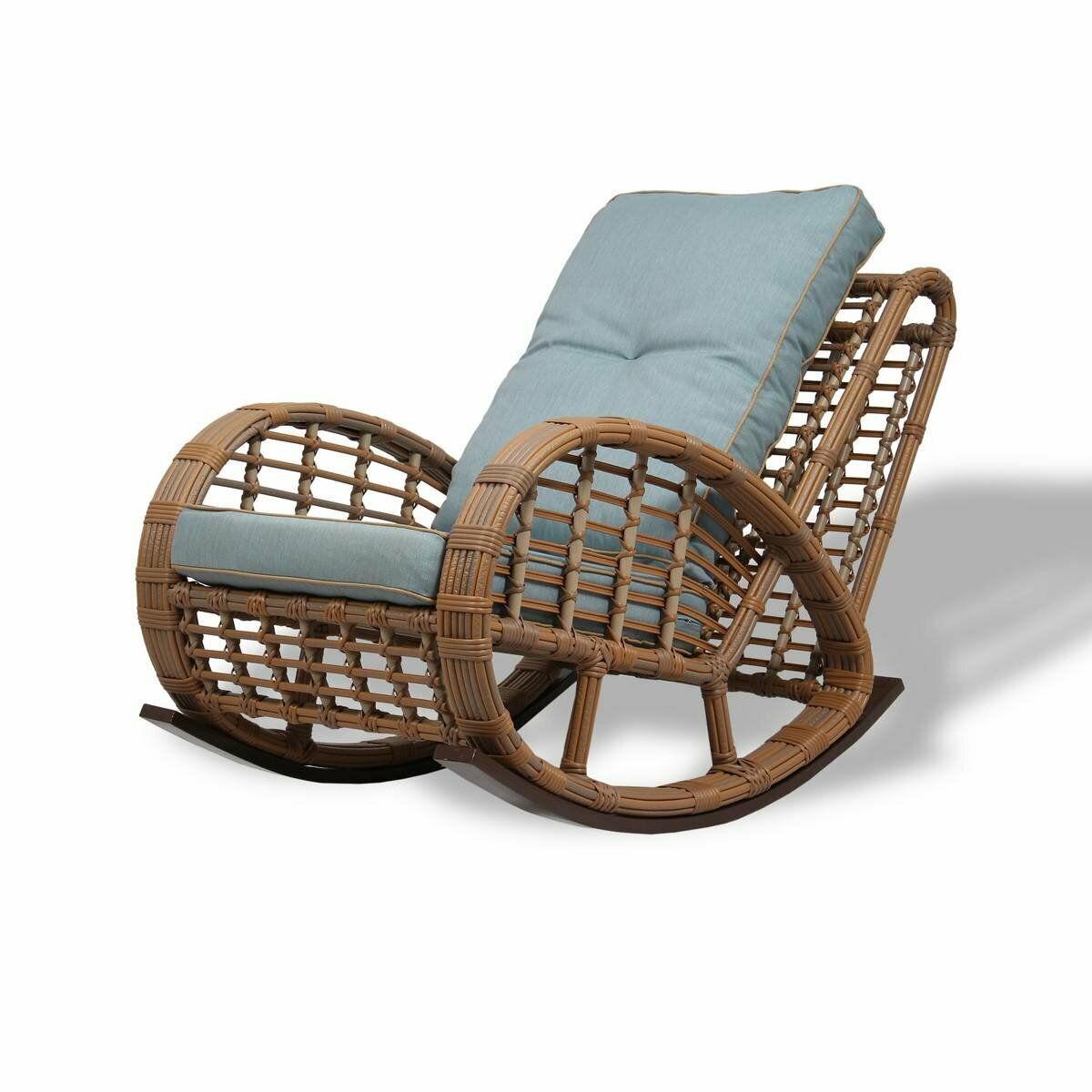 Кресло-качалка Санторини от Malacca цвет - голубой агат, текстиль Олефин бирюза