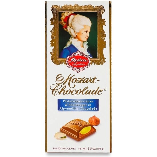 Шоколад Reber молочный с ореховым пралине и фисташковым марципаном 100 г