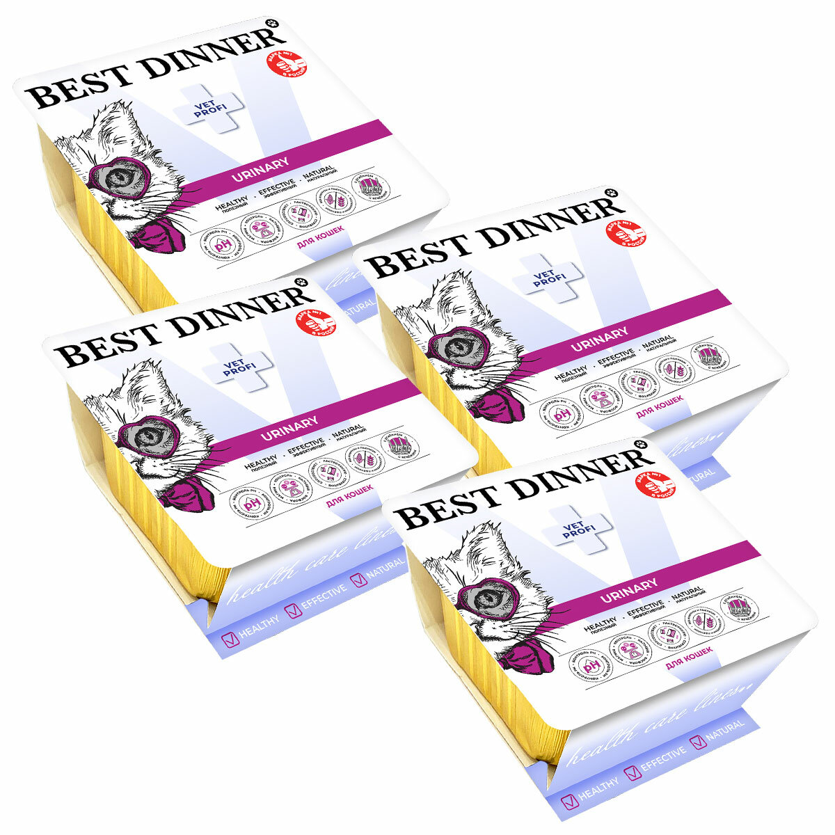 Корм влажный Best Dinner Vet Profi Urinary для взрослых кошек при мочекаменной болезни с ягненком паштет, 100 г х 4 шт