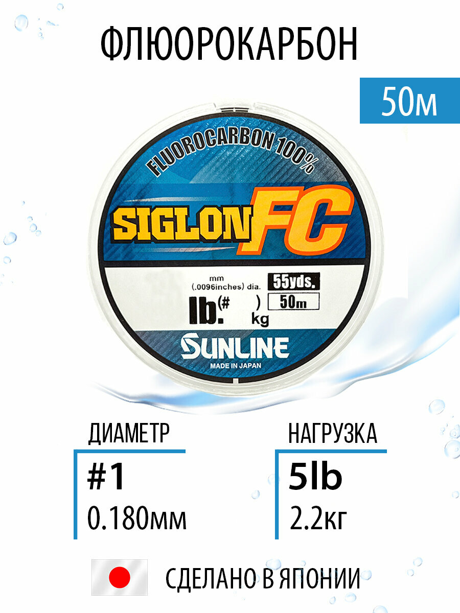 Флюорокарбон Sunline SIGLON FC 2020 50m Clear 0.180mm 2.2kg/5lb