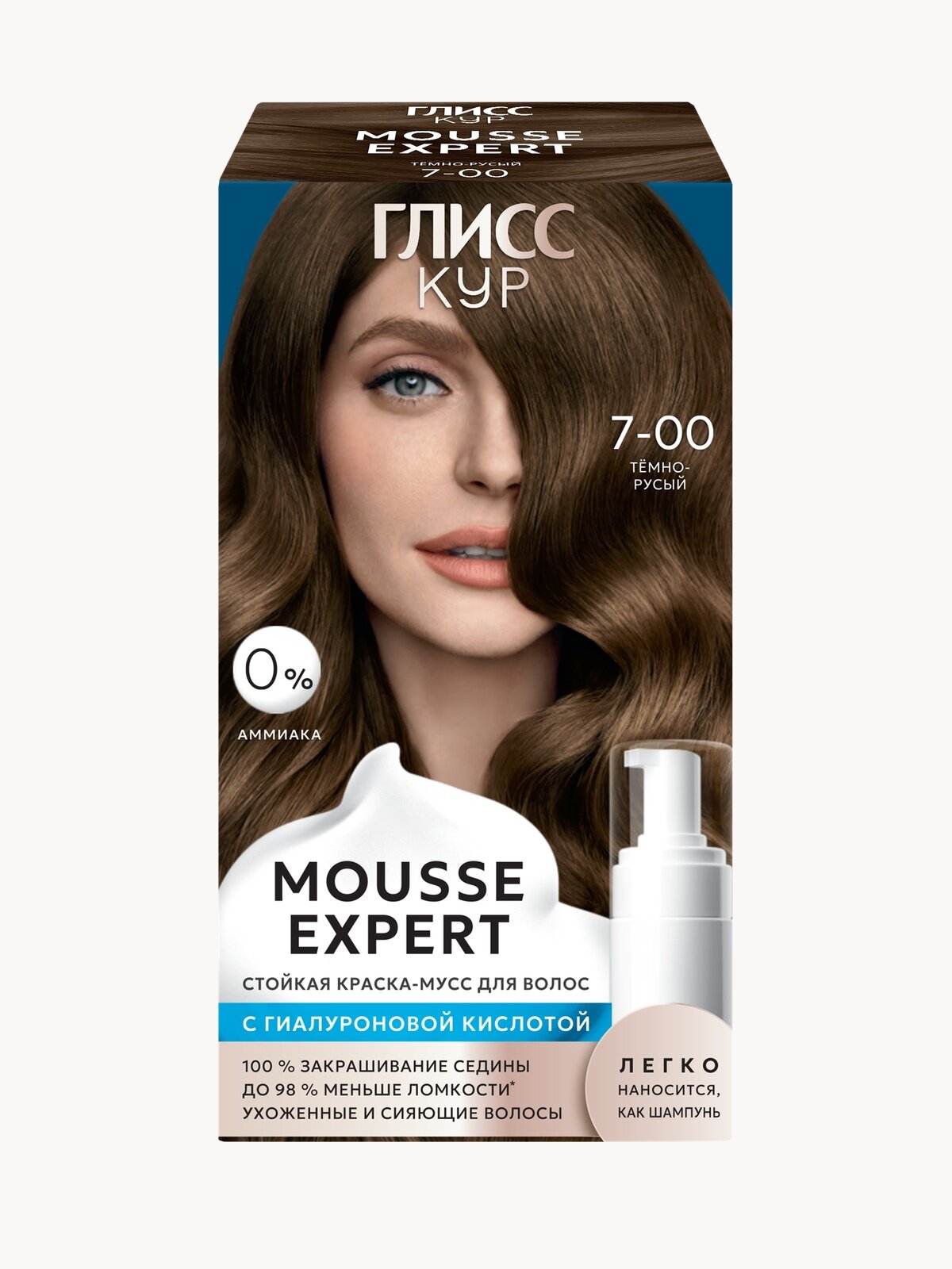 Глисс Кур Mousse Expert Стойкая профессиональная краска-мусс 7-00 Темно-русый
