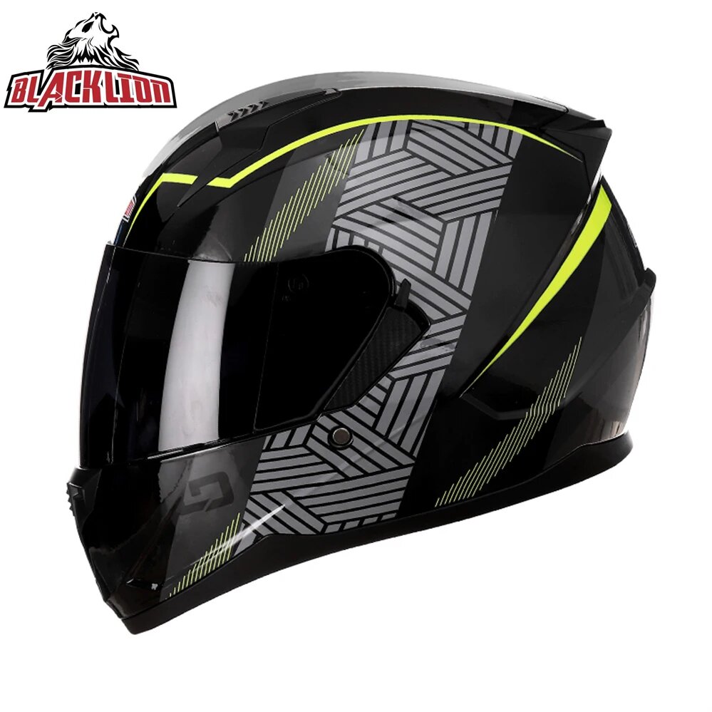 Мотошлем DOT для мужчин и женщин, гоночный шлем на все лицо, с двойным козырьком, для Черный, М, 20