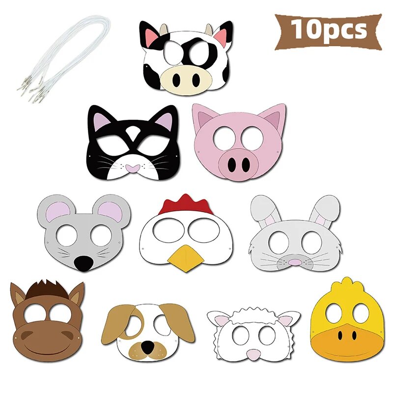 Бумажная маска с мультяшными животными WEHRPARTY Style 6