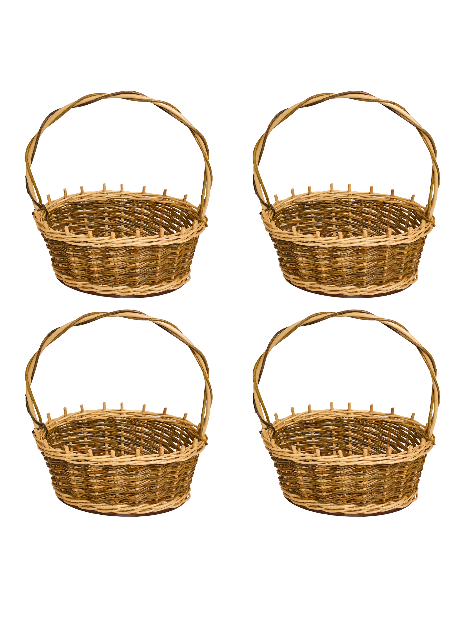 Корзинка овальная подарочная, набор 4 штуки, 27х19х10 см, высота с ручкой 34 см
